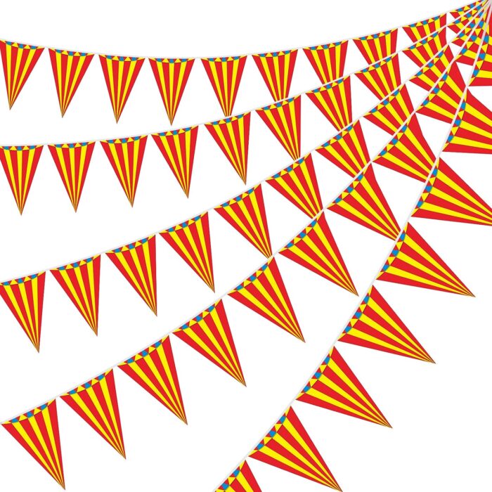 Red And Yellow Striped Pennant Flags - Event Décor And Prop Rental